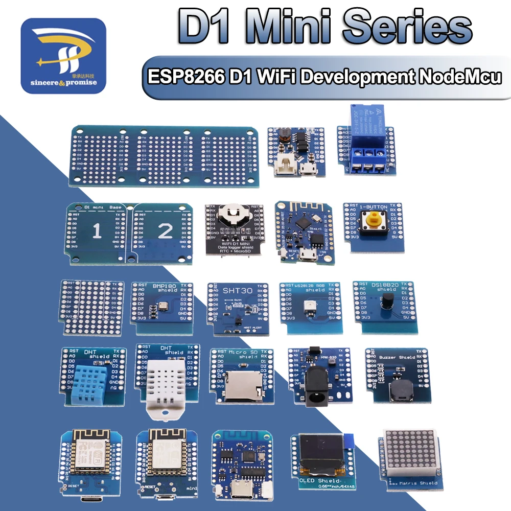 Wemos Diy 키트용 듀얼 베이스 미니 프로 와이파이 개발 Nodemcu Lua Esp 12f Ch340g C타입 마이크로 Sdtf Sht30 프로토 보드
