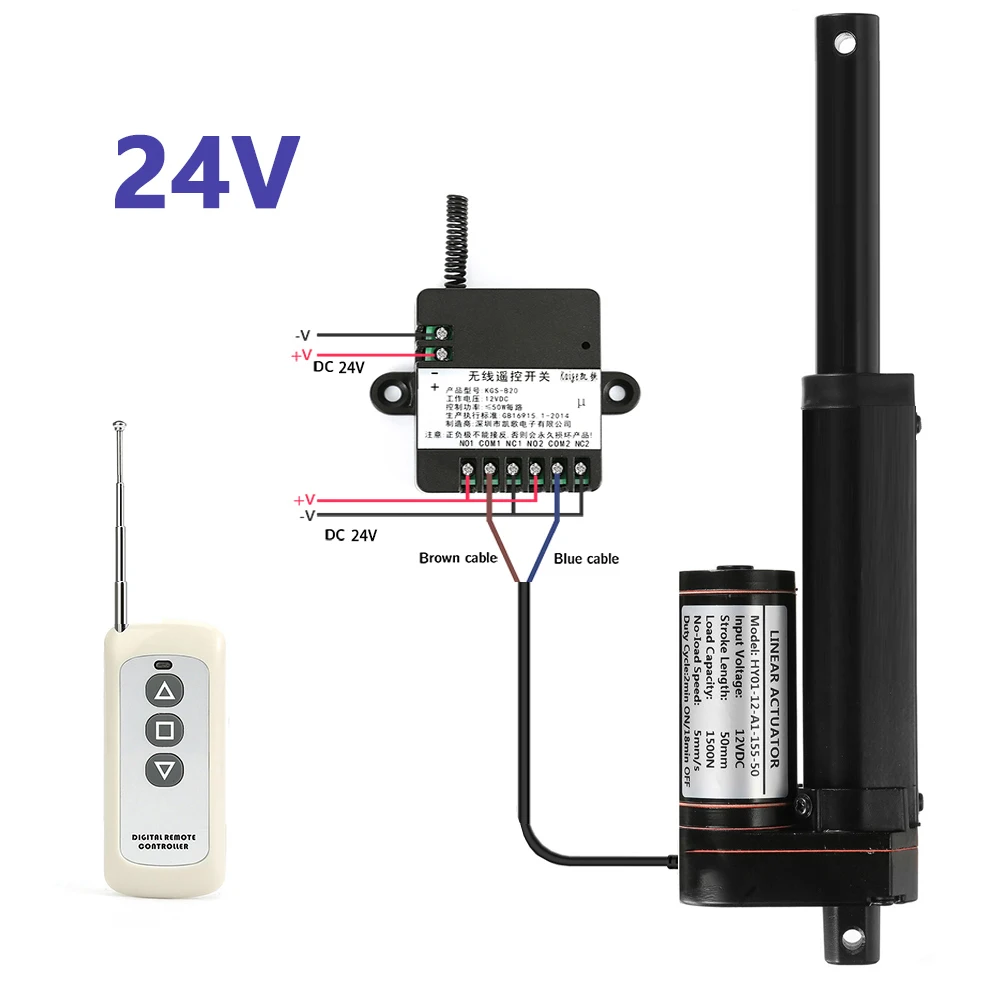 24V-Linear-Actuator-with-RF-Remote-Controller-Electric-DC-Motor-Metal ...