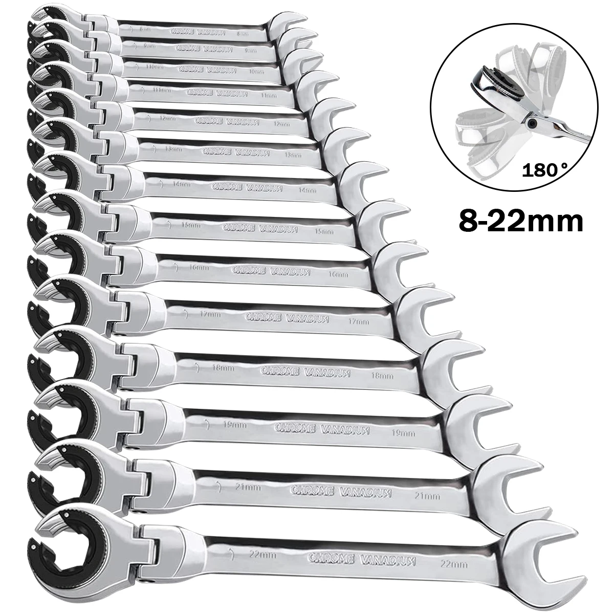 1PCS-Open-Flex-Head-Ratcheting-Wrench-Metric-Ratcheting-Spanner-with-72 ...