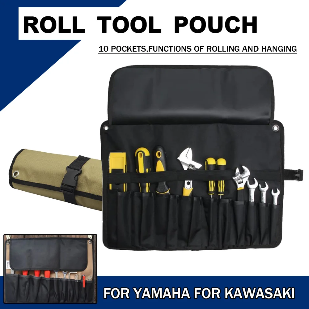 Motorcycle Roll Tool Pouch Rolling Tool Hanging Bag Multi Pocket ...