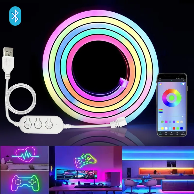 Bluetooth-LED-Neon-LED-Strip-Lights-Neon-Rope-Light-with-Music-Sync ...