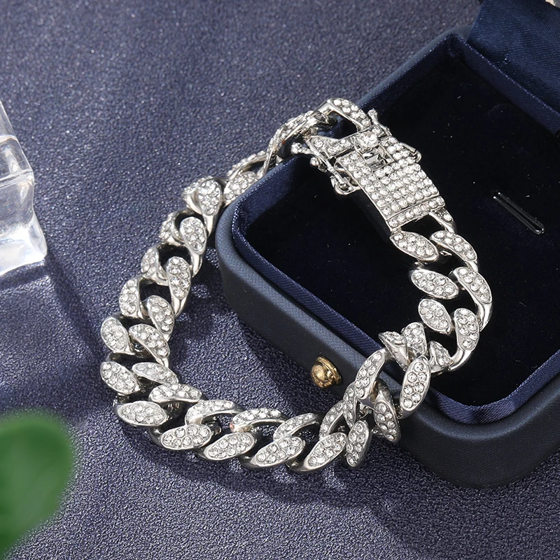 Rhinestone-Cuban-Bracelet-Iced-Out-Link-Chain-for-Men-Hip-Hop-Paved-CZ ...