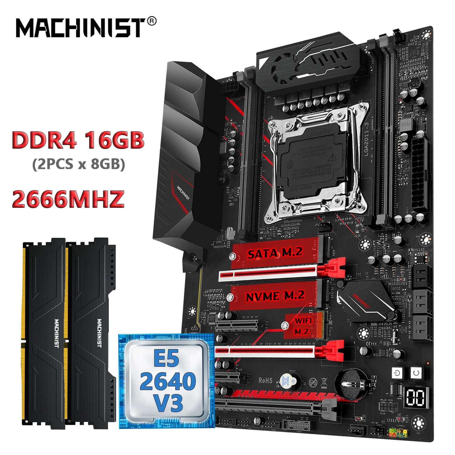 MACHINIST-placa base X99 Combo MR9A Pro MAX, conjunto LGA 2011-3 Xeon E5 2640 V3 CPU DDR4 16GB ...