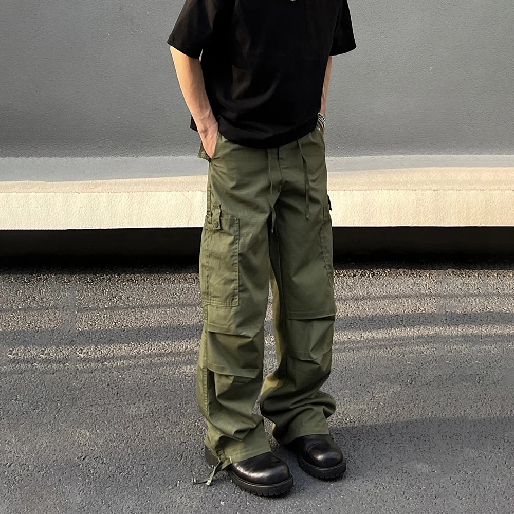 Pantalones-Cargo-verdes-militares-para-hombre-ropa-de-calle-holgada-con ...