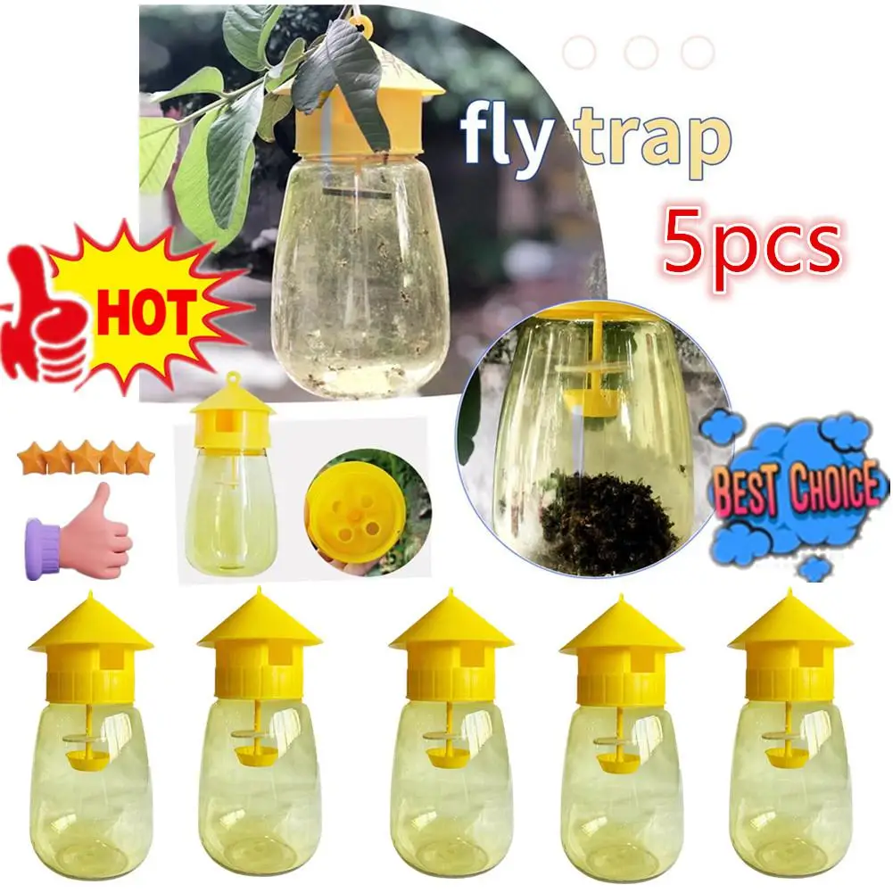 5x Fruit Fly Trap Killer Yellow Plastic Drosophila Trap Anti Fly Fruit ...