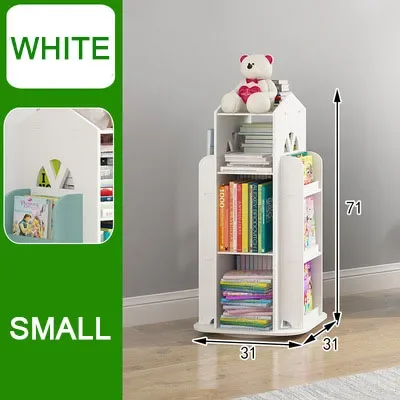 Children's Bookshelf 360° Rotating Cartoon Books Rack Floor Simple ...