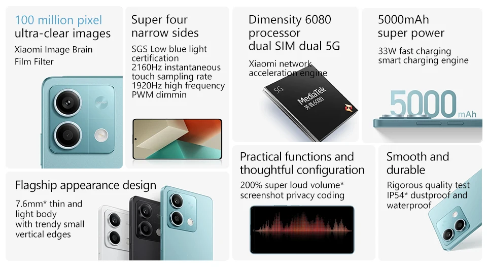 CN Version Xiaomi Redmi Note 13 5G Smartphone MediaTek Dimensity 6080 6 ...