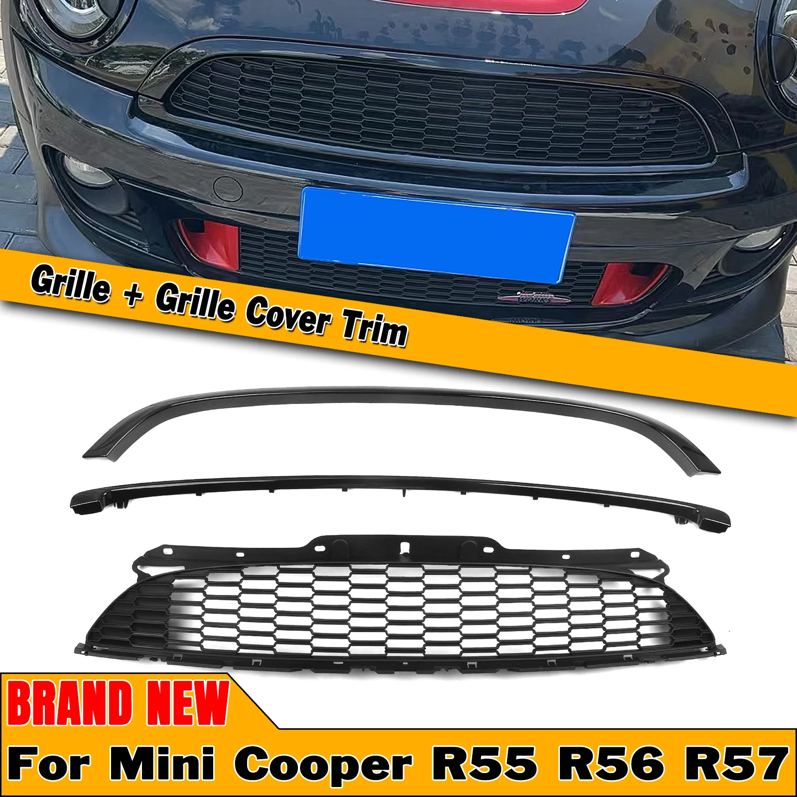 For-Mini-Cooper-S-R55-R56-R57-R58-R59-2007-2015-JCW-Style-Black-Front ...