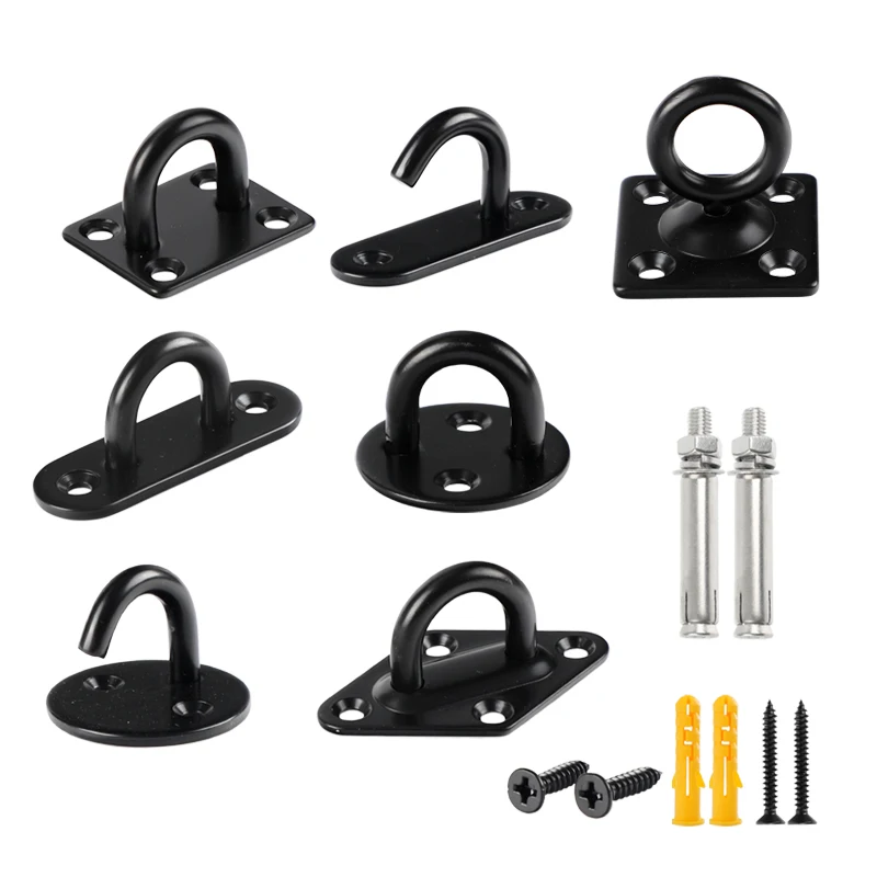 1pcs-Black-Stap-Ring-wall-Hook-Heavy-Duty-Fixed-Pad-Eye-Plate-Deck-Door ...