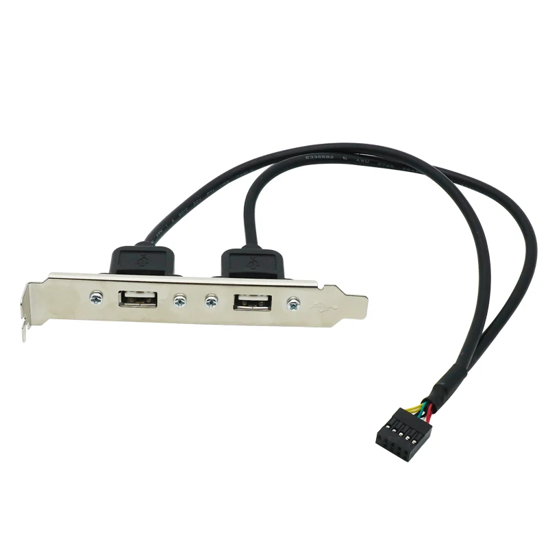 Black-2-Port-USB-2-0-Motherboard-Rear-Panel-Expansion-Bracket-to-IDC-9 ...