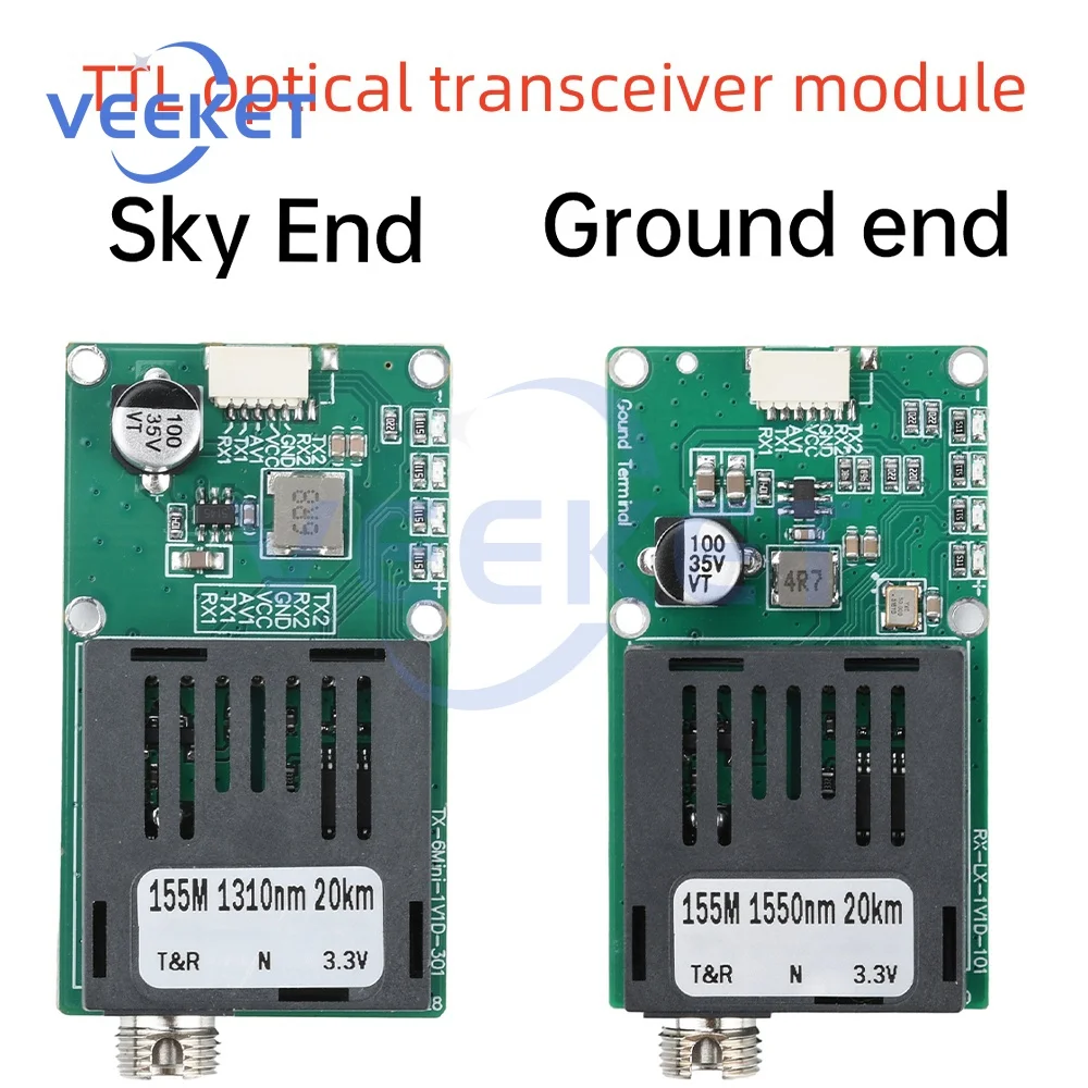 Sky/Ground TTL Optical Transceiver Module DC 5.5-26V FC RX/TX/AV/VCC ...