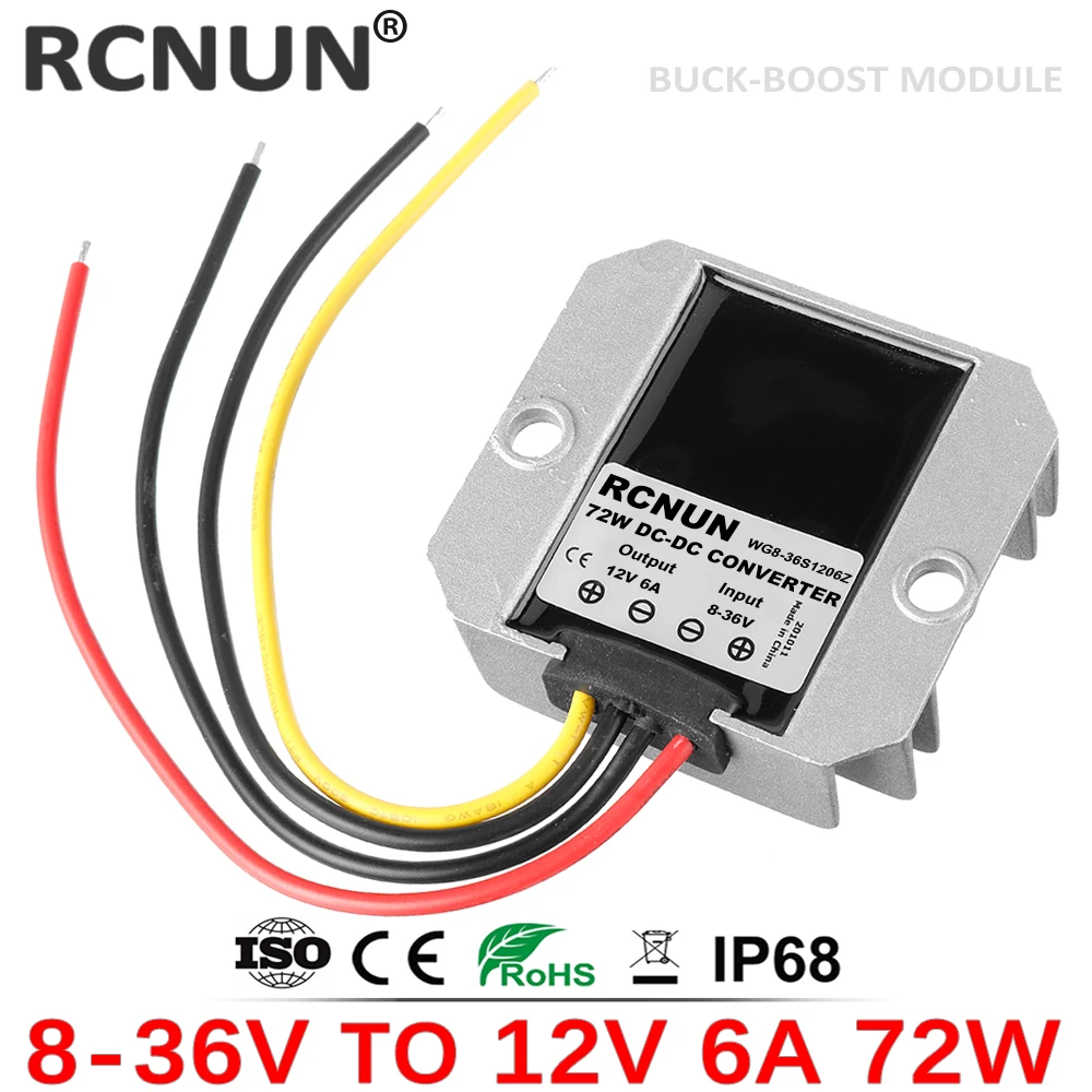 RCNUN Small Size 8 36V to 12V 6A Boost Buck Converter Voltage ...