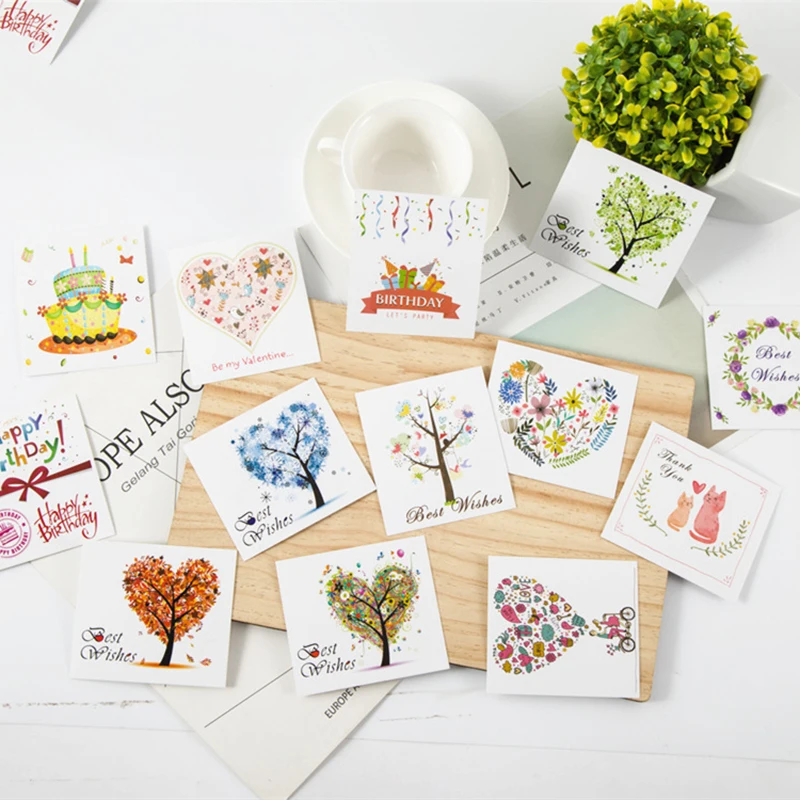 50 Pcs Kinds of Mini Greeting Cards Word Message Wishes Cards for Thank ...