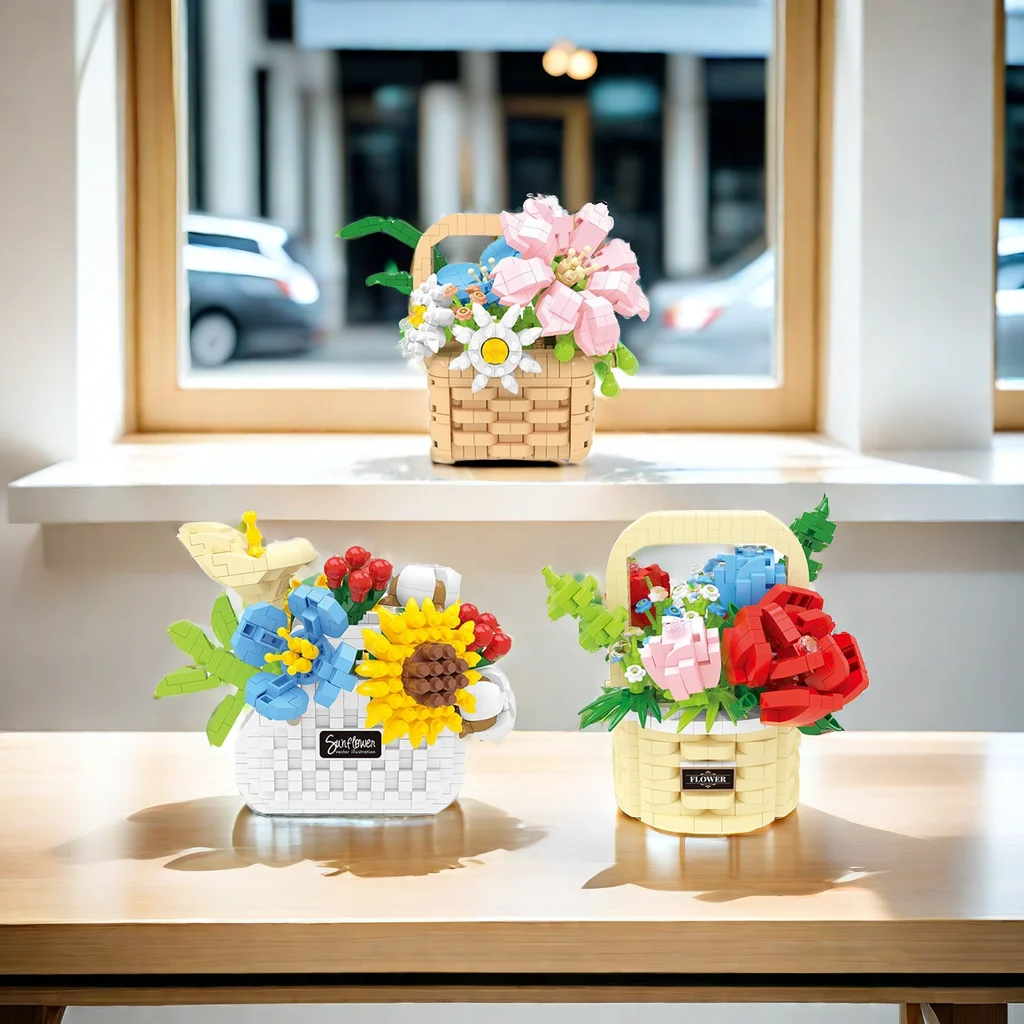 Potted-Flower-Basket-Building-Blocks-Creative-Bonsai-Plant-Bouquet ...