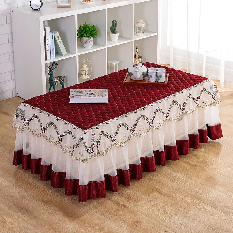 Red-Velvet-Tablecloth-Luxury-Lace-Tea-Table-Coffee-Table-Skirt ...