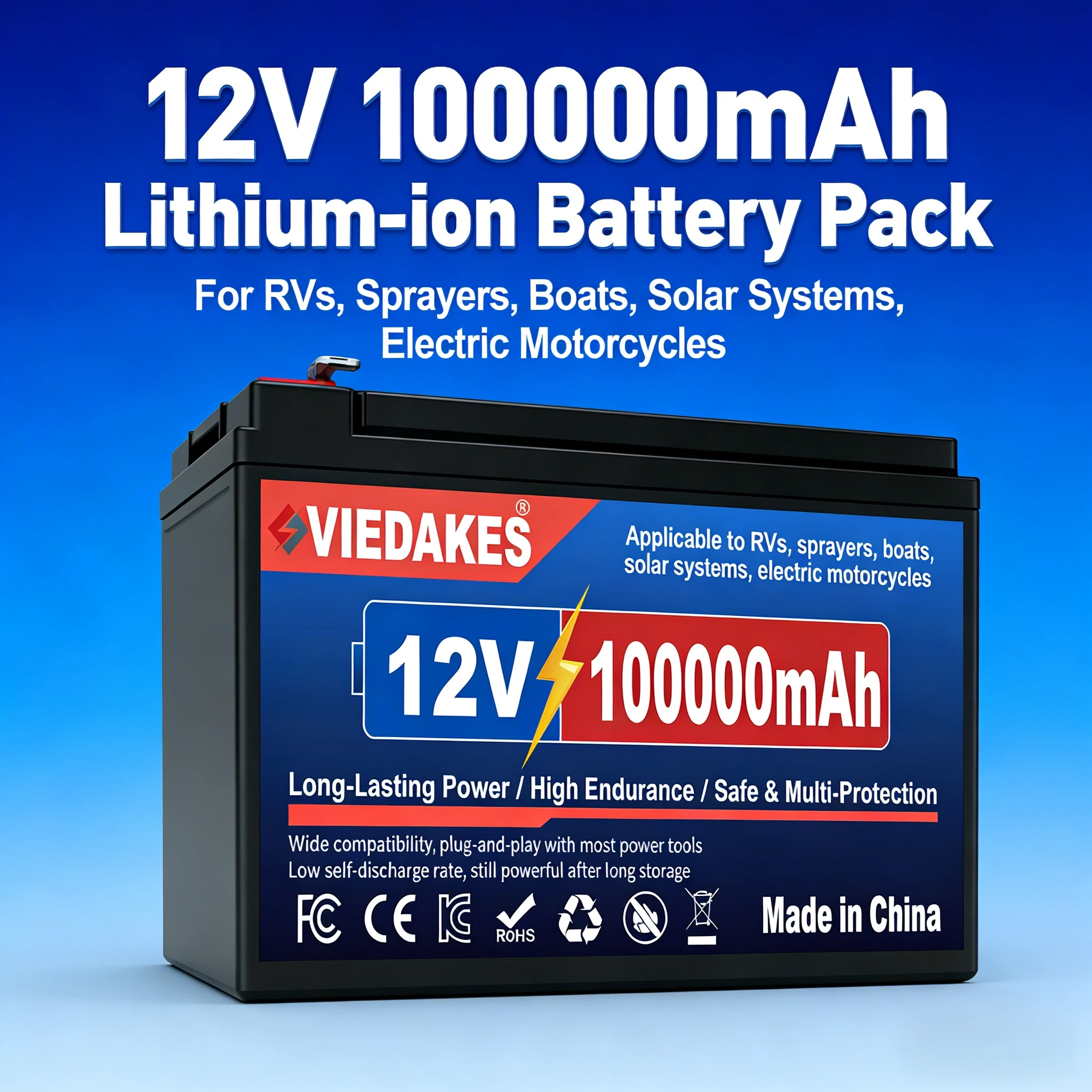 High endurance 12V Lithium Battery 100Ah LiFePO4 4000+ Deep Cycles ...