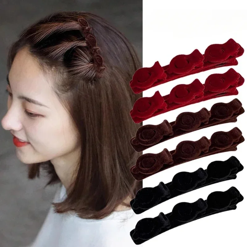 Red Velvet Double Layers Bangs Hair Side Clip Women Cute Barrettes ...