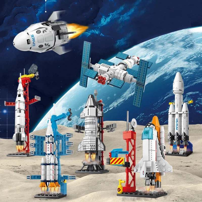 DIY-Spacecraft-Rocket-Building-Block-Toys-Aerospace-Lanch-Center-Model ...
