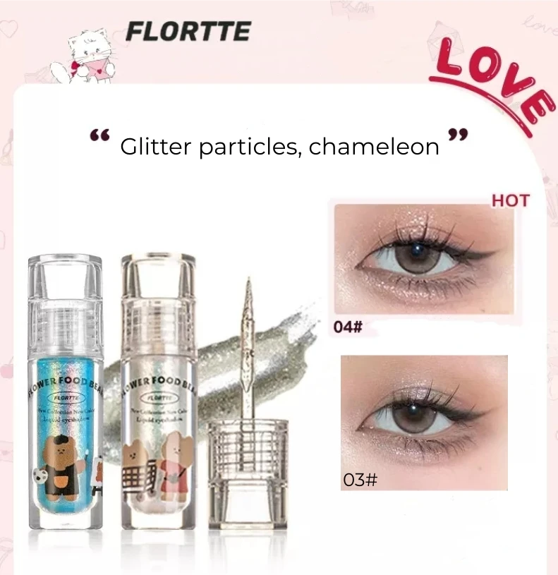 Flortte Flower Bear Bling Bling Liquid Eyeshadow Shimmer Glitter ...