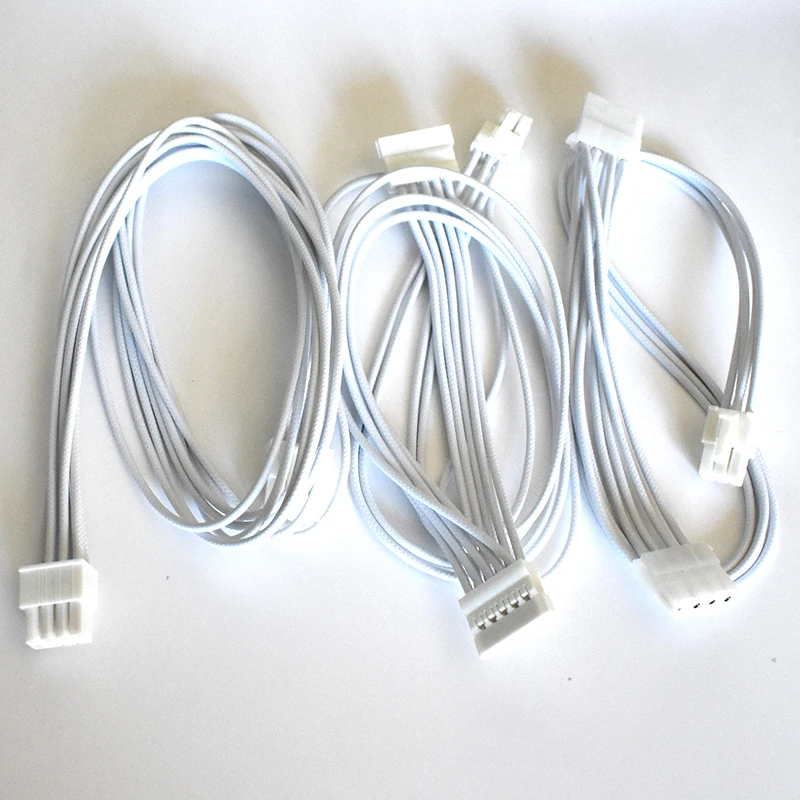 White 16AWG Individual Black Braided Pattern cable ATX PSU Power cable ...