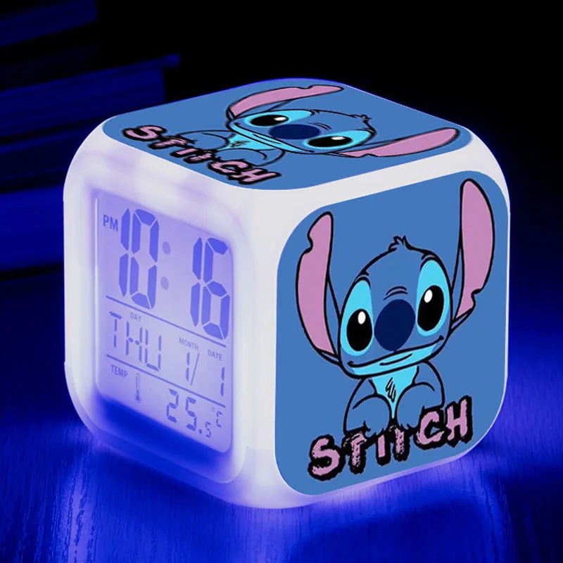 Disney Lilo Stitch Alarm Clock Growing LED Color Change Digital Light ...