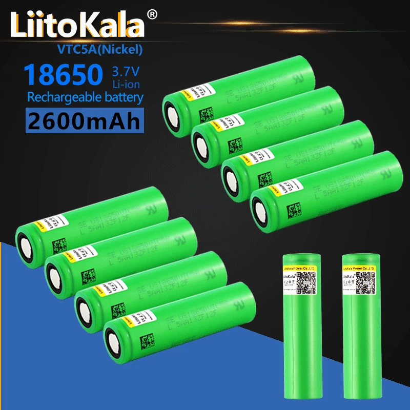 10PCS-LiitoKala-18650-2600mAhVTC5A-High-Drain-40A-3-7V-Li-ion ...
