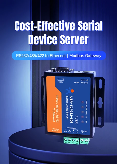 Serial To Ethernet Device PUSR Modbus RTU To TCP Gateway - RS232/RS485 ...