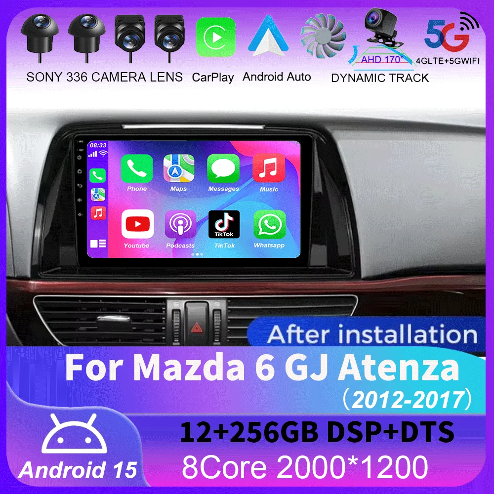 Android 15 For Mazda 6 GJ Atenza 2012 2013 2014 2015 2016 2017 Carplay ...