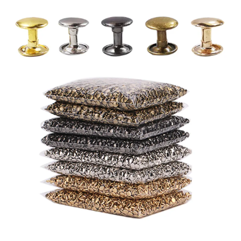 100sets 6mm 8mm Metal Double Cap Rivets Studs Round Rivet for Leather ...