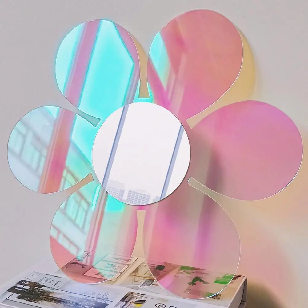 Acrylic-Mirror-Wall-Sticker-Flower-Shape-Colorful-Waterproof-Detachable ...