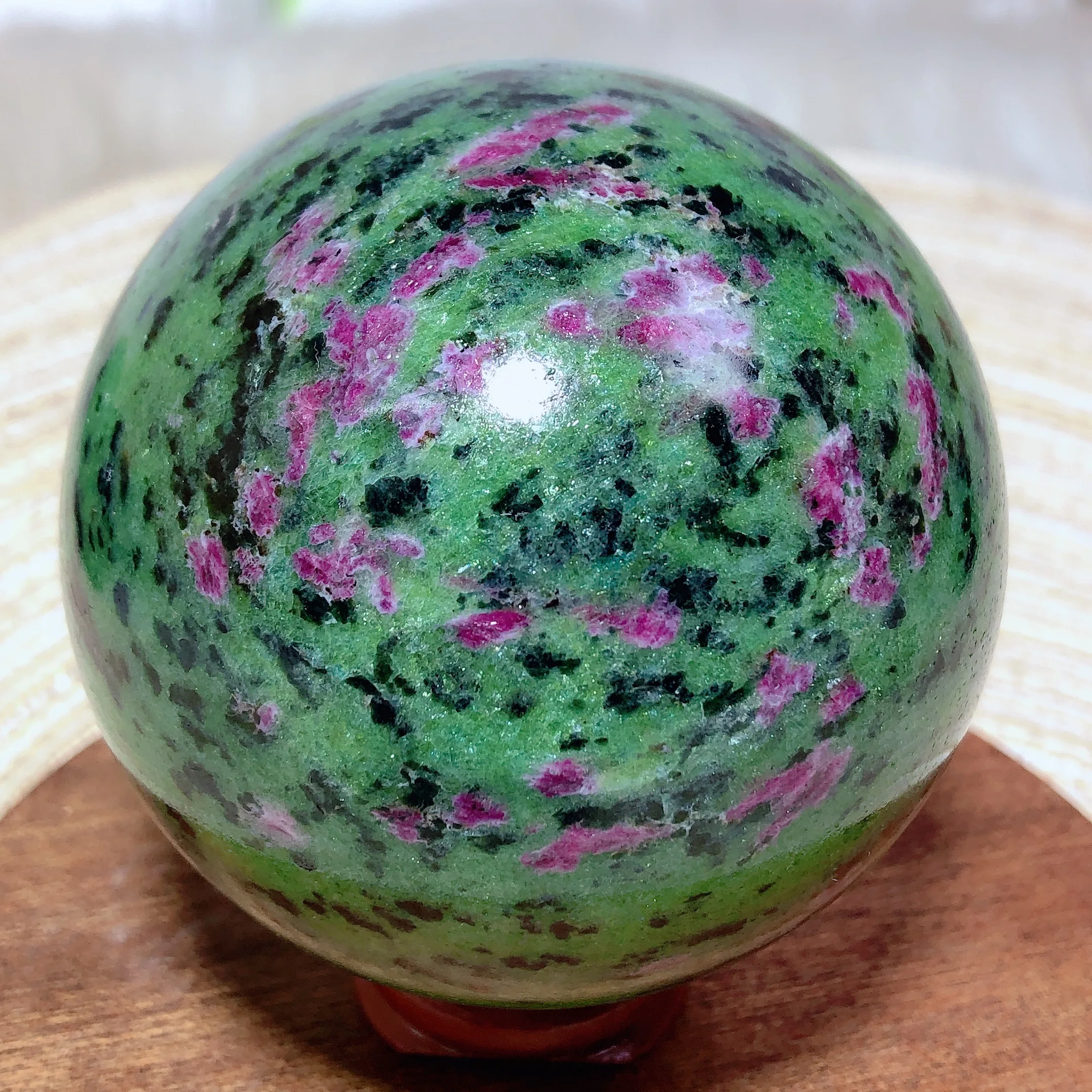 High-Quality-Healing-Natural-Crystals-Ruby-With-Zoisite-Sphere-Ball-Home-Decorations-Polished ...