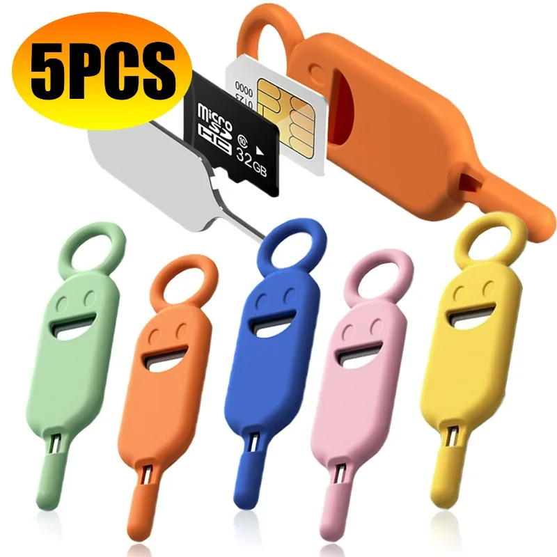 5-1PCS-SIM-Card-Removal-Needle-Pin-Anti-lost-Tray-Charm-Keychain-Split ...