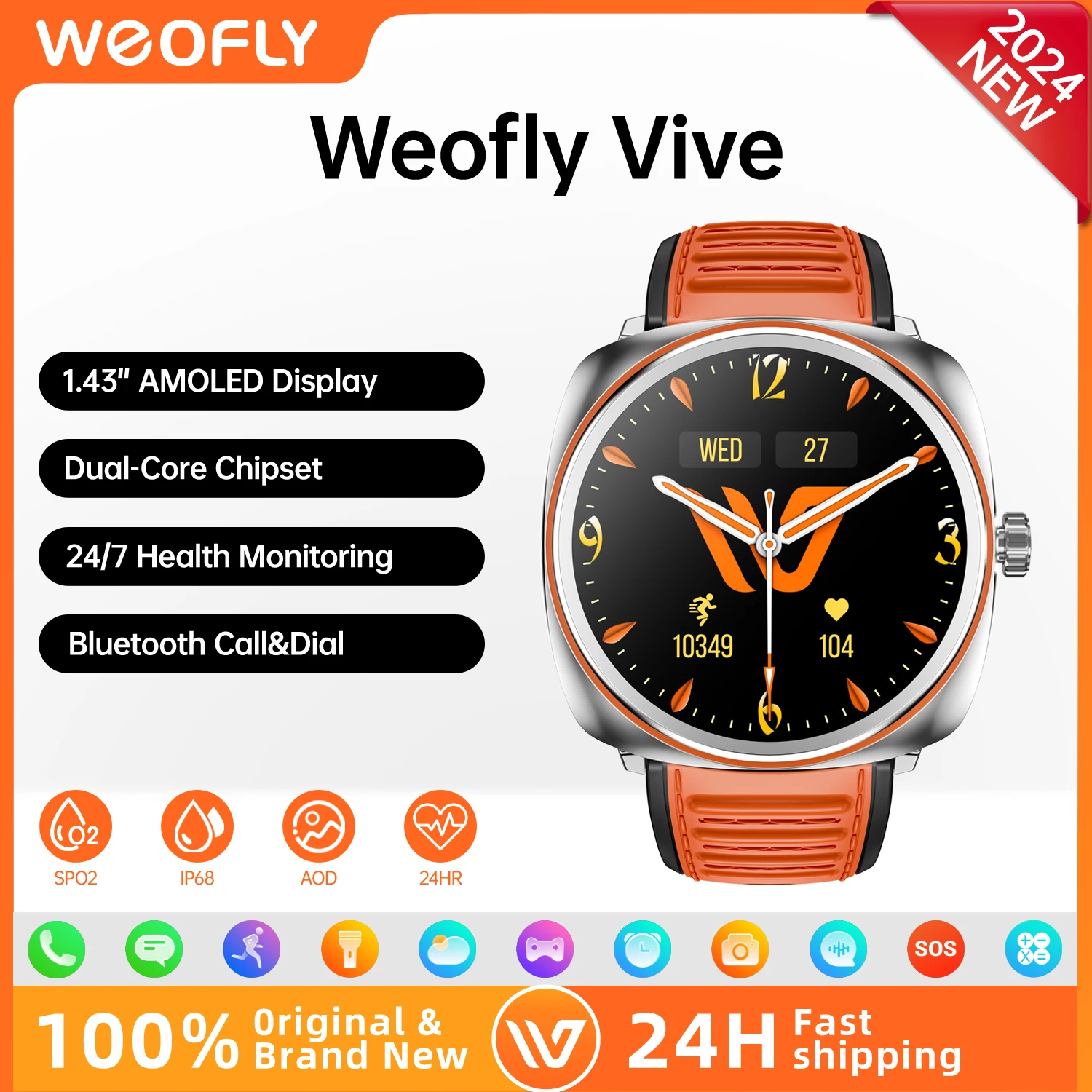 Weofly-VIVE-Smart-Watch-AMOLED-Heart-Rate-Tracker-Men-Smartwatch ...