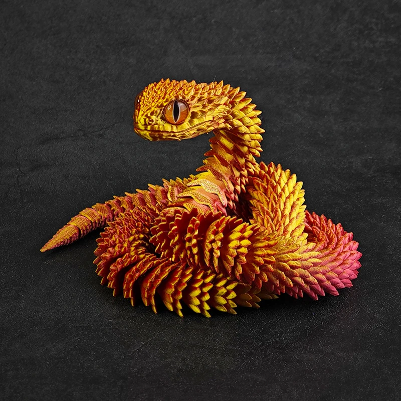 Action-Figure-3D-Printed-Snake-Articulated-Bush-Viper-Toy-Dragon-Snake ...