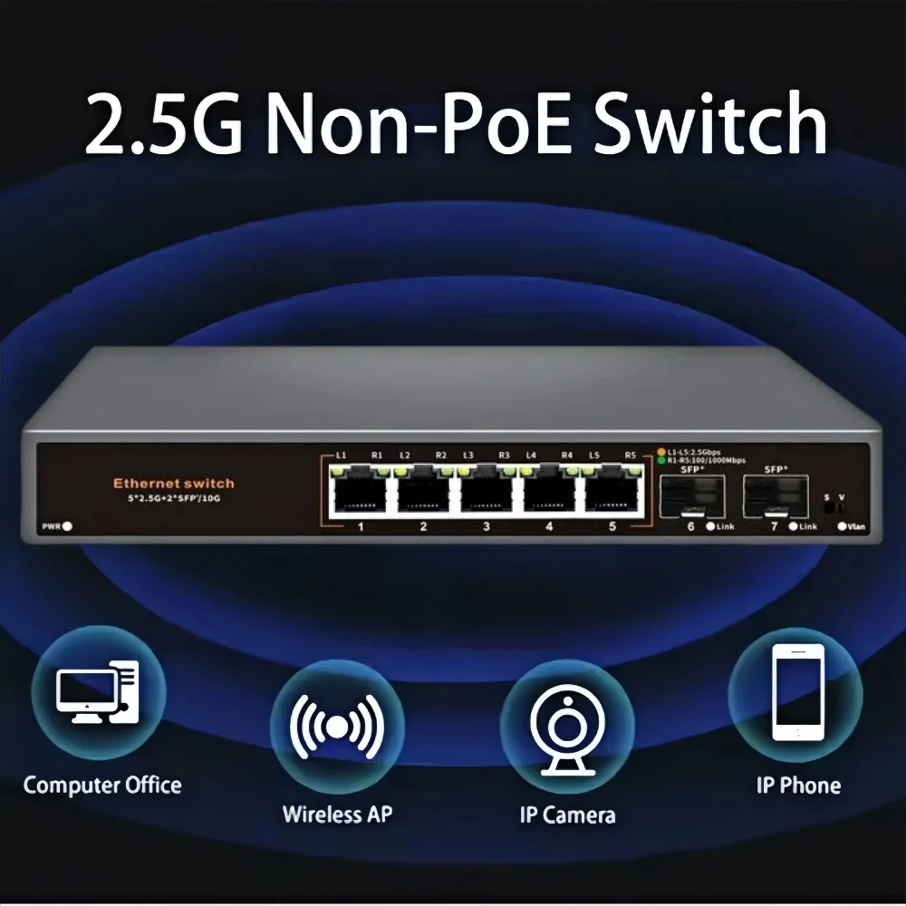 2.5G 5 Port Multi-Gigabit Ethernet Switch None POE Network Switch ...