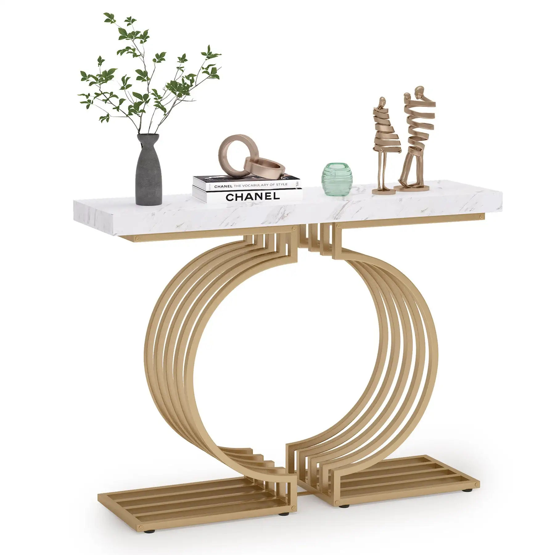 Modern-Console-Table-with-Gold-Base-40-inch-Geometric-Entryway-Sofa ...