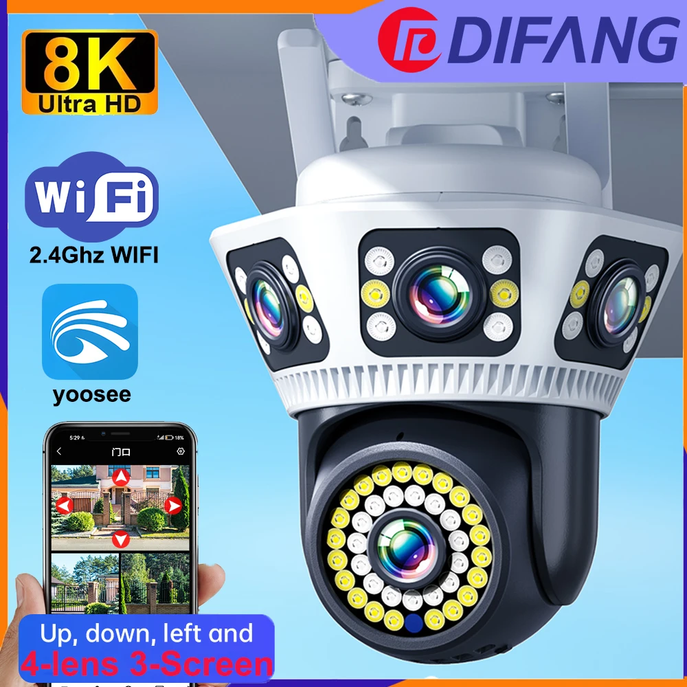 DIFANG-6k-Triple-Lens-Triple-Screen-WiFi-Security-Camera-outdoor-Two ...