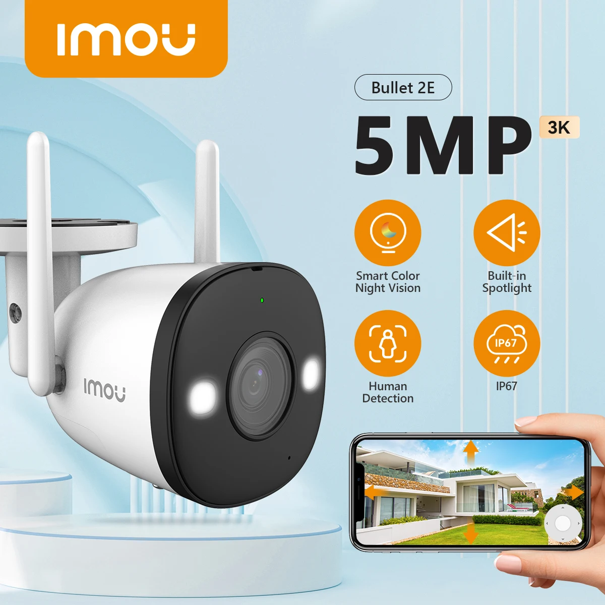 IMOU-Bullet-2E-5MP-3K-Built-in-Spotlight-Full-Color-WiFi-Camera-Outdoor ...
