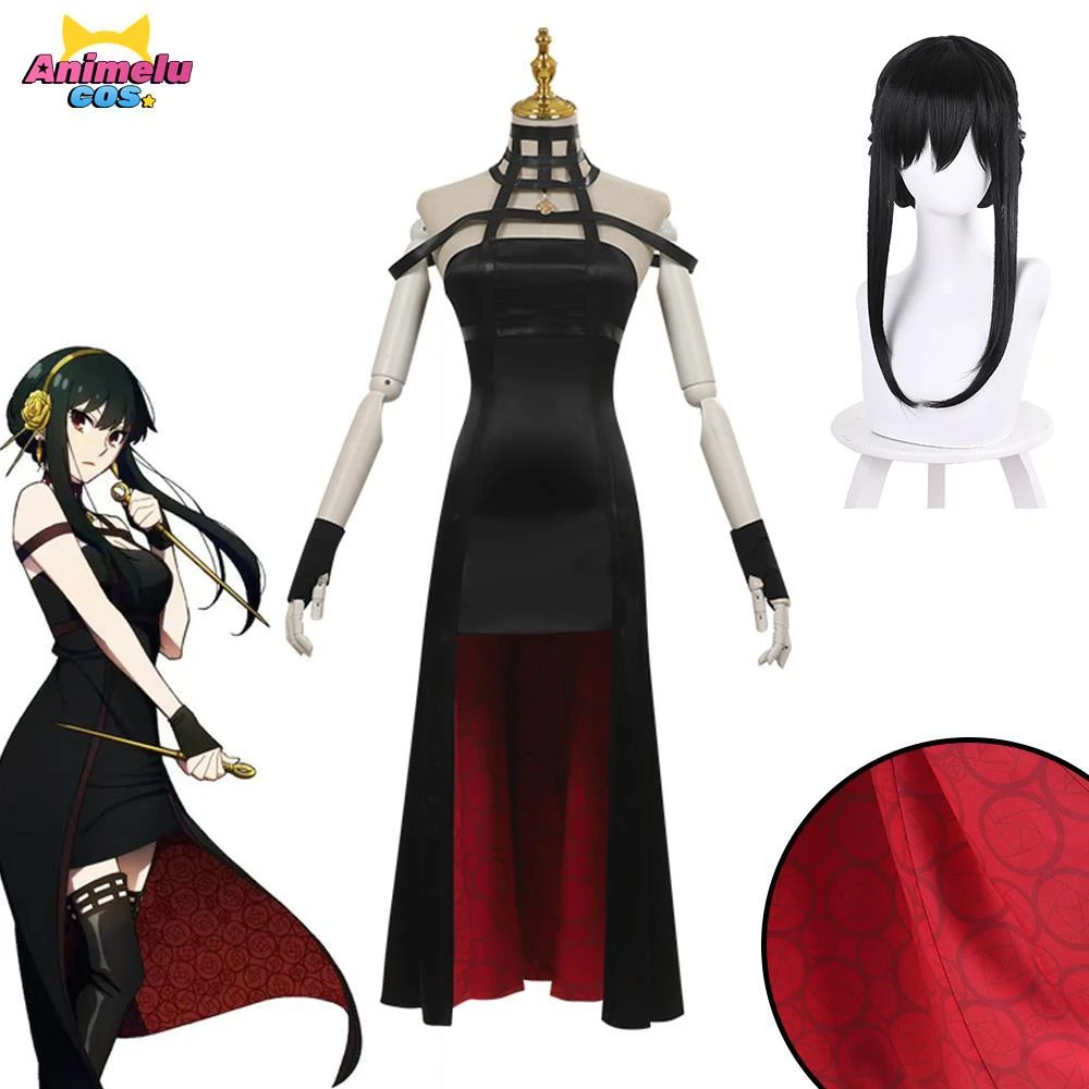 SPY FAMILY Yor Forger Cosplay Costume Killer Gothic Halter Black Dress ...