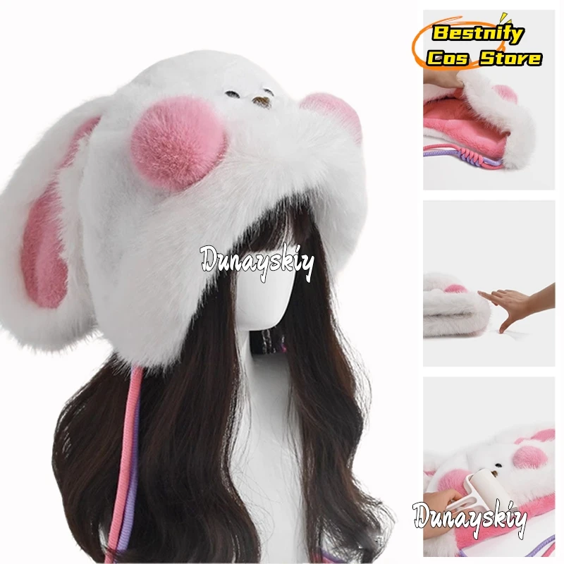 KAWAII Fluffy Blusher Rabbit Cosplay Costumes Plush Hat Props {Bestnify ...