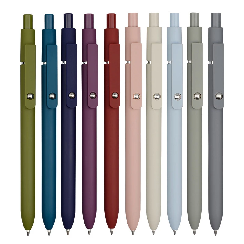 Retro Morandi Retractable Gel ink Ballpoint Pen,Extra Fine Point Black ...