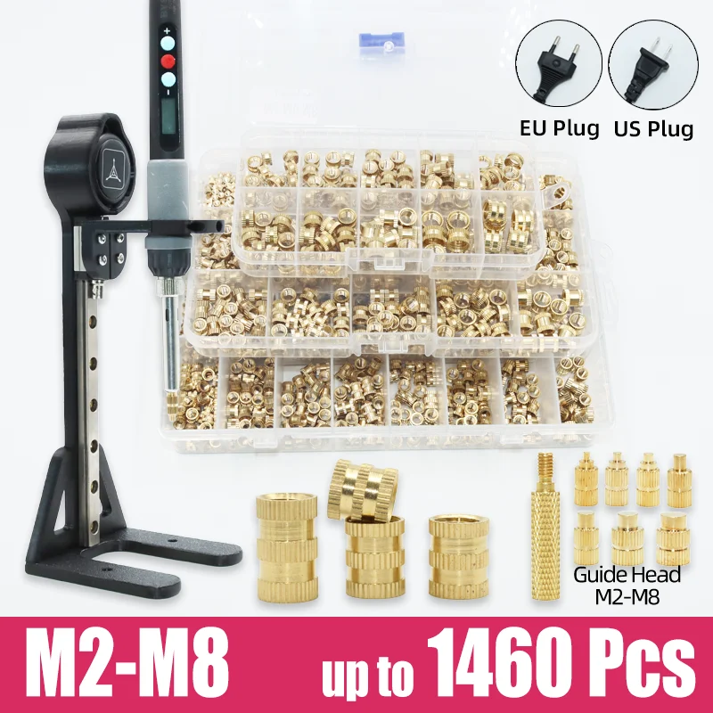 M2 M3 M4 M5 M6 M8 Heat Insert Tool and Brass Inserts Nut Soldering Iron ...