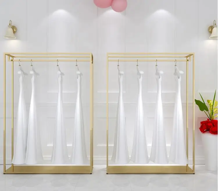 Wedding-dress-rack-elevated-gold-display-rack-floor-hanger-wedding ...