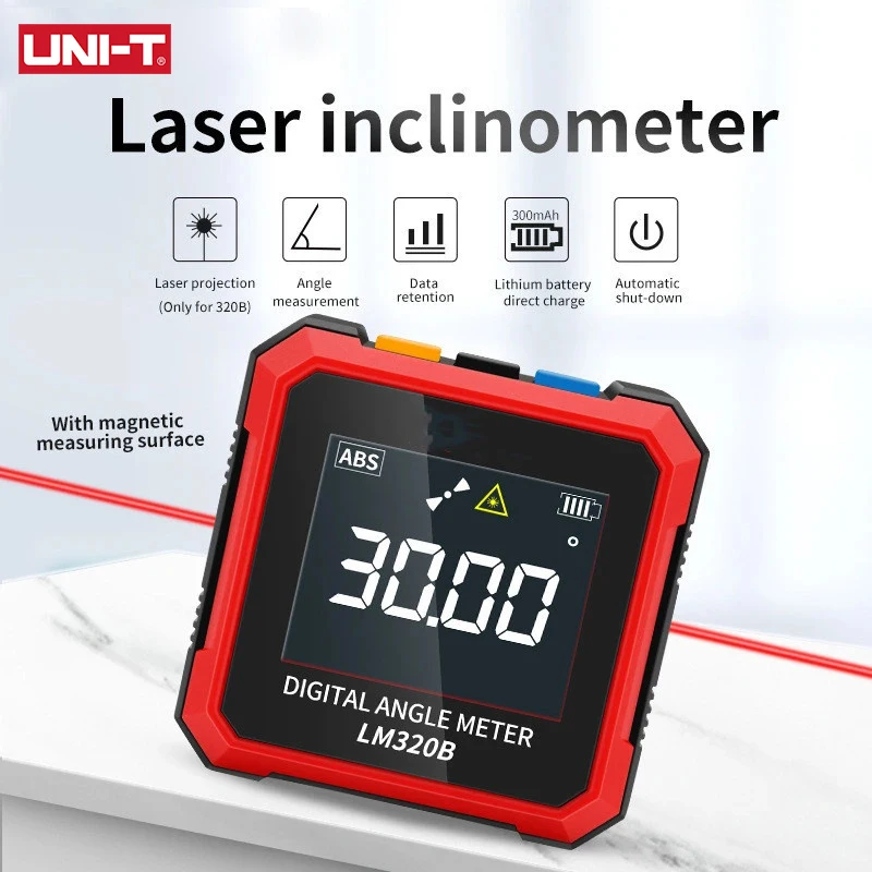 UNI-T-Digital-Angle-Gauge-LM320A-LM320B-Protractor-Magnetic-Inclinometer-Goniometer-Electronic ...