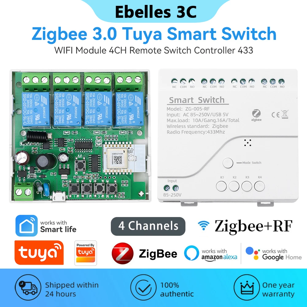 Smart-Home-Zigbee-Smart-Switch-Breaker-Tuya-4CH-Smart-Switch-Relay ...