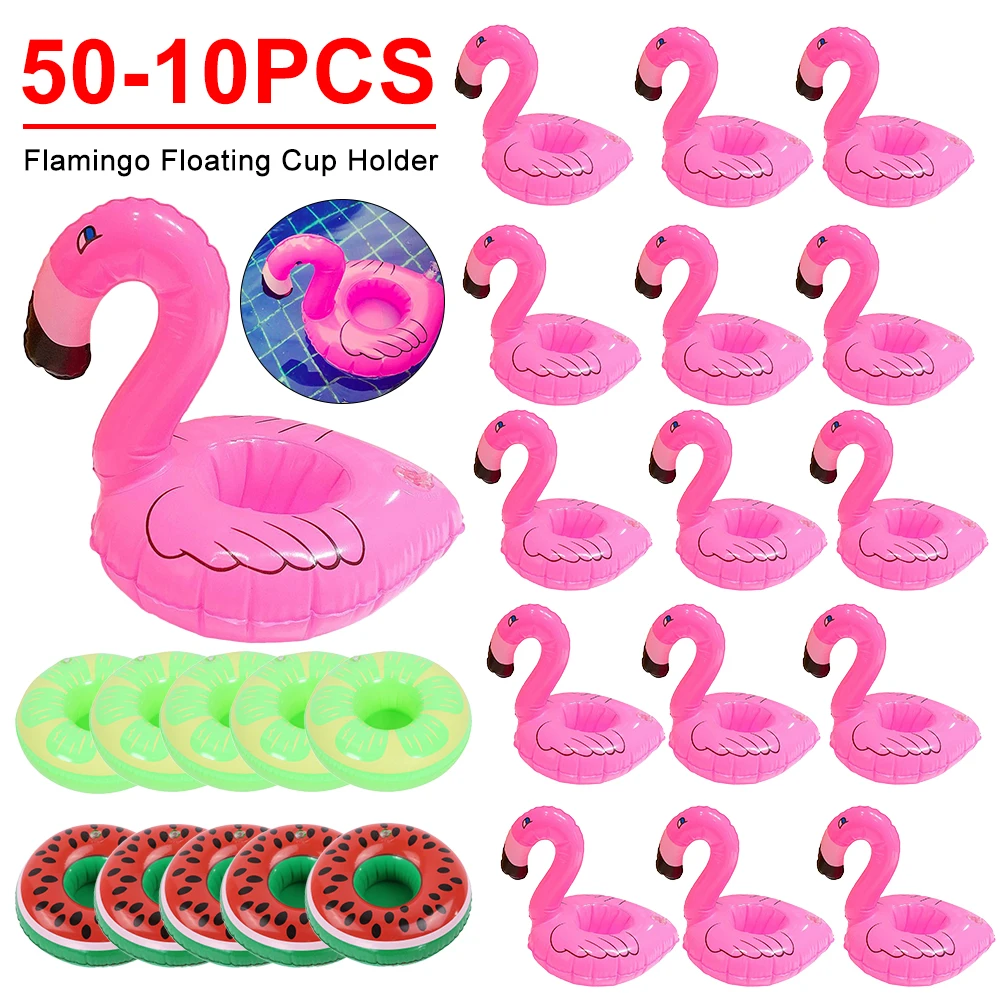 50-10PCS-Flamingo-Cup-Holder-Swimming-Pool-Floating-Cup-Tray-Water ...
