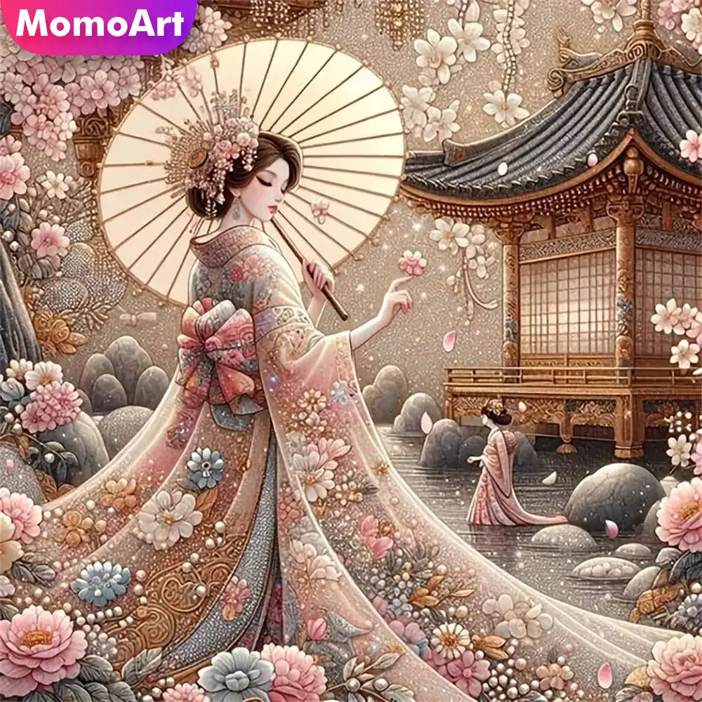 Momoart Full Square Round Diamond Embroidery Woman Portrait DIY Acrylic ...