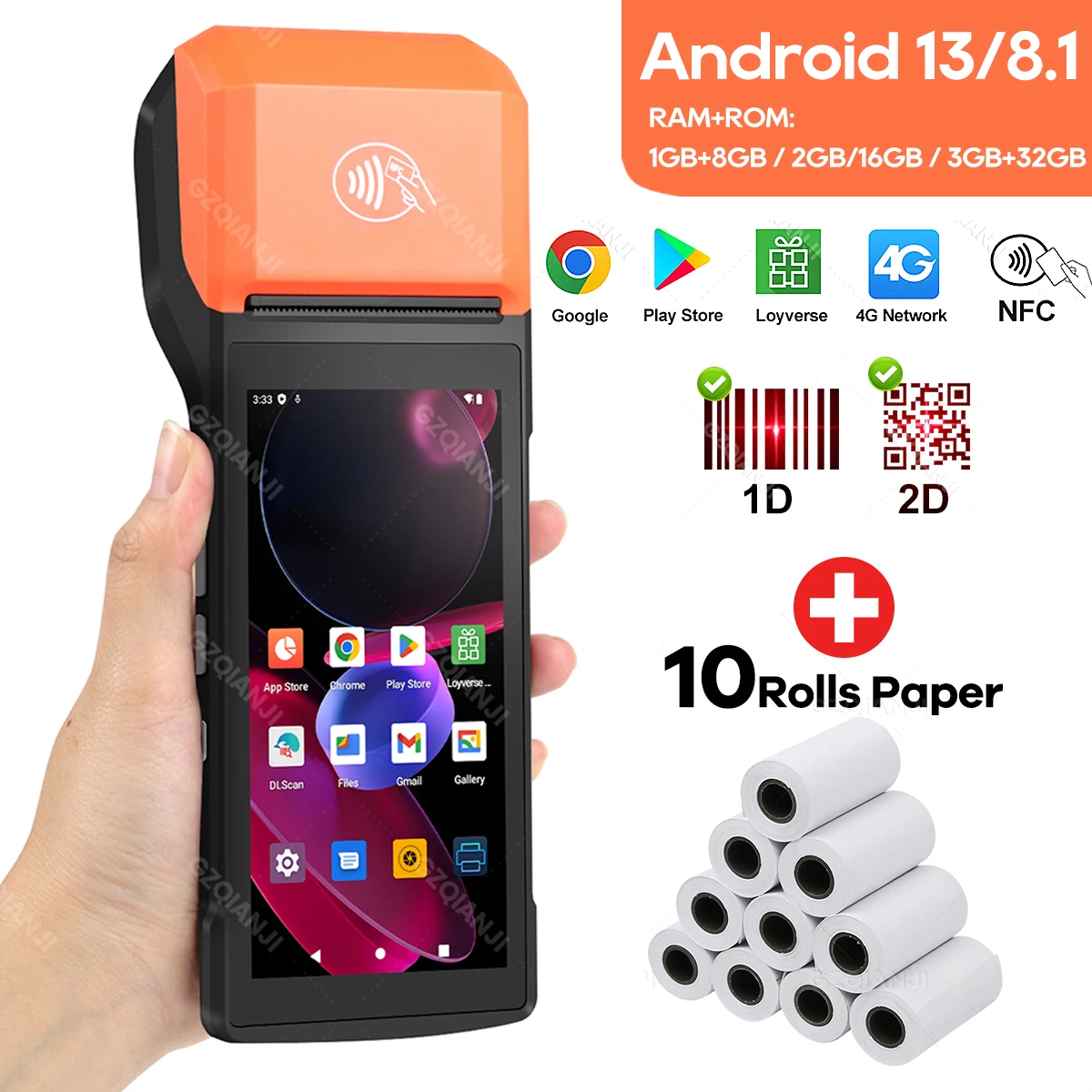 Handheld-PDA-Mini-Pos-Terminal-Android-8-1-13-Receipt-Bill-58mm-Thermal ...