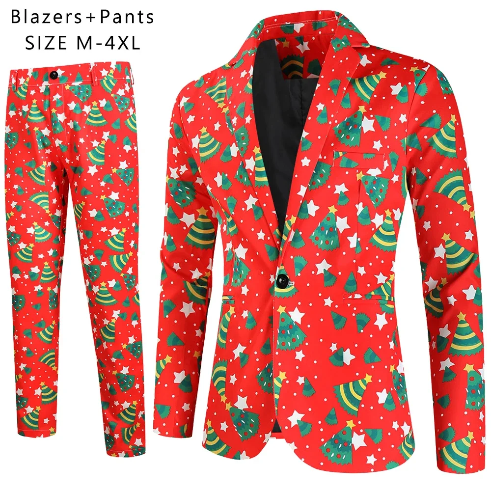 Fashion Suit for Men Christmas Day Party Prom Slim Fit 2 Pieces ...