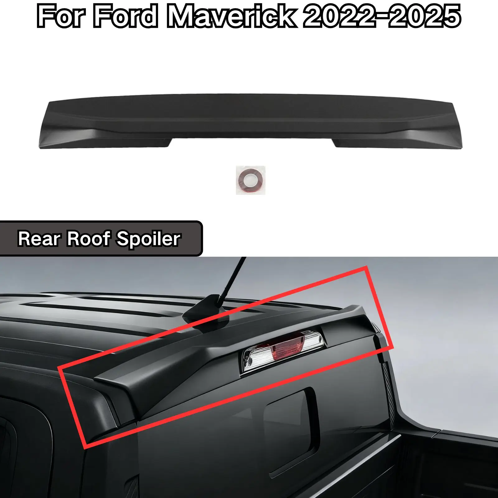 For Ford Maverick 2022-2025 Rear Roof Spoiler Matte Black Glossy Black ...